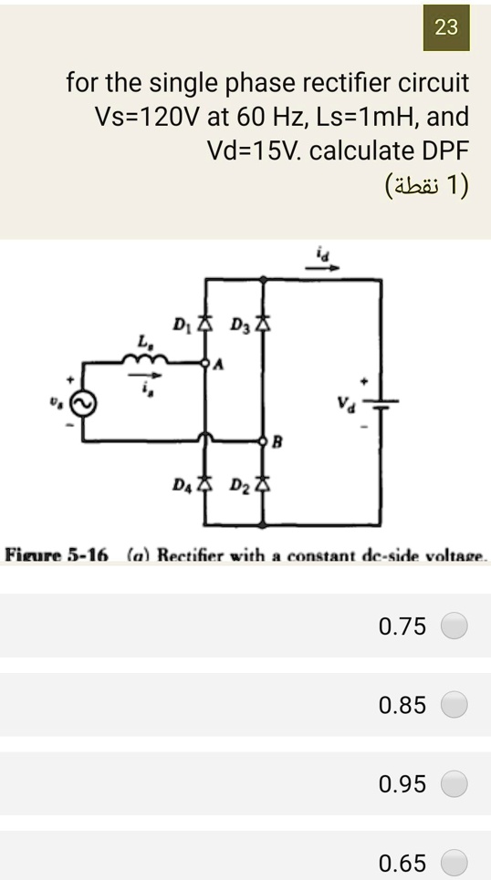 SOLVED: For the single-phase rectifier circuit, Vs = 120V at 60 Hz, Ls ...