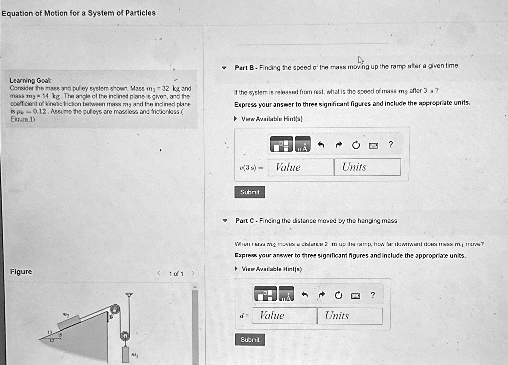 SOLVED: Equation of Motion for a System of Particles Learning Goal: Consider the mass and pulley ...