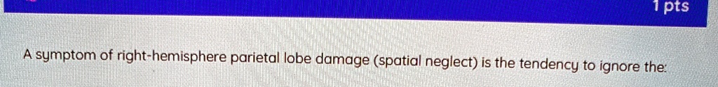 a symptom of right hemisphere parietal lobe damage spatial neglect is ...