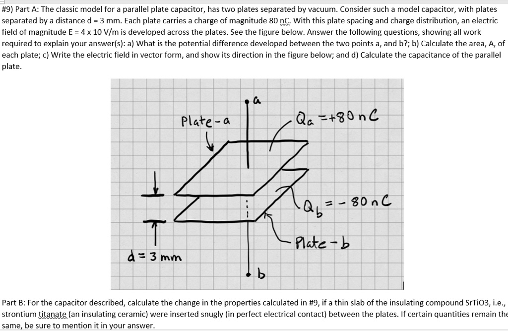 9 part a the classic model for parallel plate capacitor has two plates ...