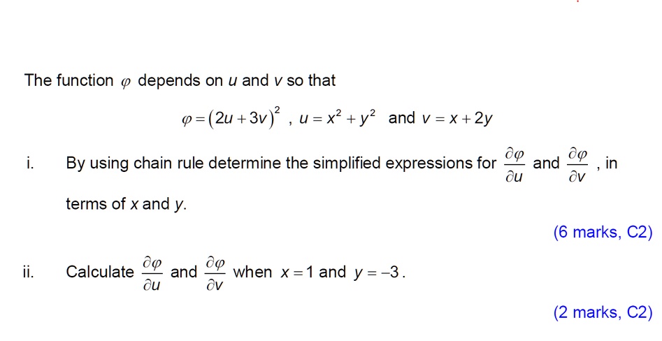 SOLVED:The function depends on u and V so that (2u+3v)? u=x2 +y2 and v ...