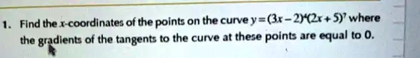 SOLVED: Find the x-coordinates of the points on the curve Y = (x - 2 ...