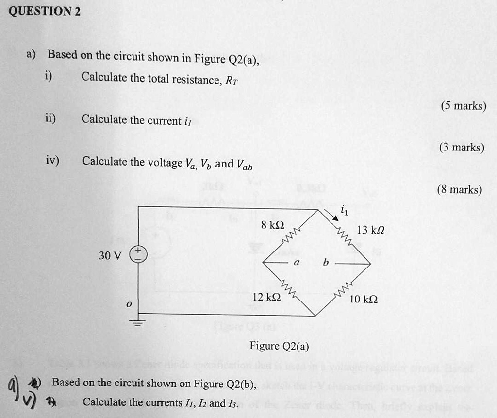 SOLVED: a) Based on the circuit shown in Figure Q2a, calculate the total resistance, Rr. (5 ...
