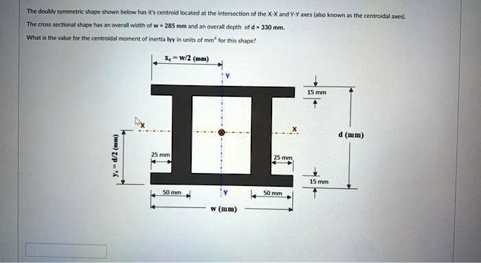 The doubly symmetric shape shown below has its centroid located at the ...