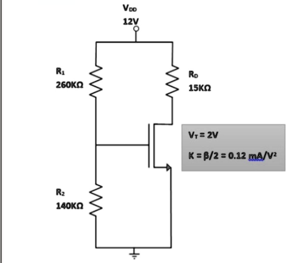 calculate the drain current and drain source voltage for the common source mosfet circuit in the ...