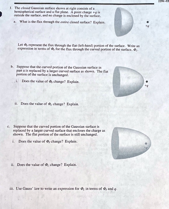 SOLVED: The closed Gaussian surface shown at right consists of a hemispherical surface and a ...