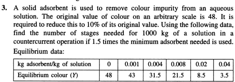 SOLVED: A solid adsorbent is used to remove colour impurity from an ...
