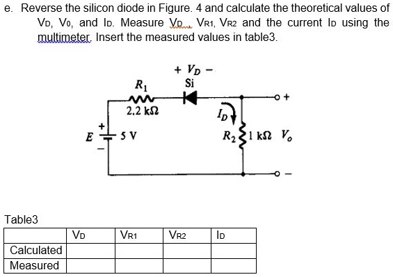SOLVED: Reverse the silicon diode in Figure 4 and calculate the theoretical values of VD, Vo ...