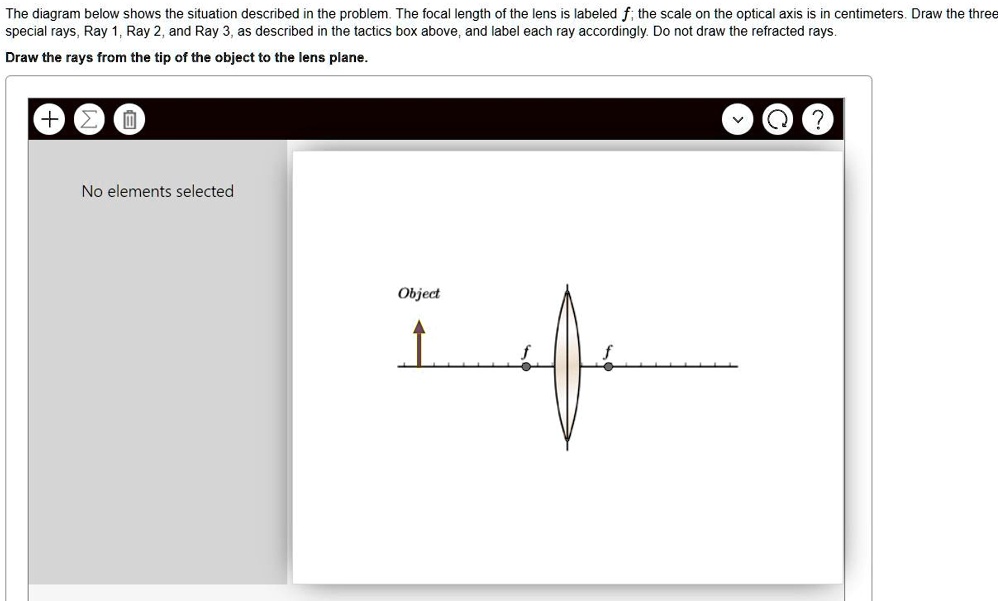 The diagram below shows the situation described in the problem. The focal ength of the lens is ...