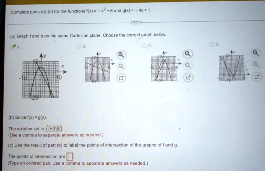 SOLVED: Complete parts (a) (d) for the functions I(x) = 6 and g(X) = 4x ...