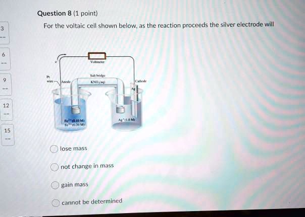 [GET ANSWER] question 8 1 point for the voltaic cell shown below the ...