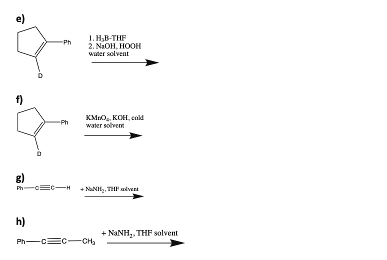 hyb thf 2naoh hooh water solvent kmno4 koh cold water solvent nanhz thf ...