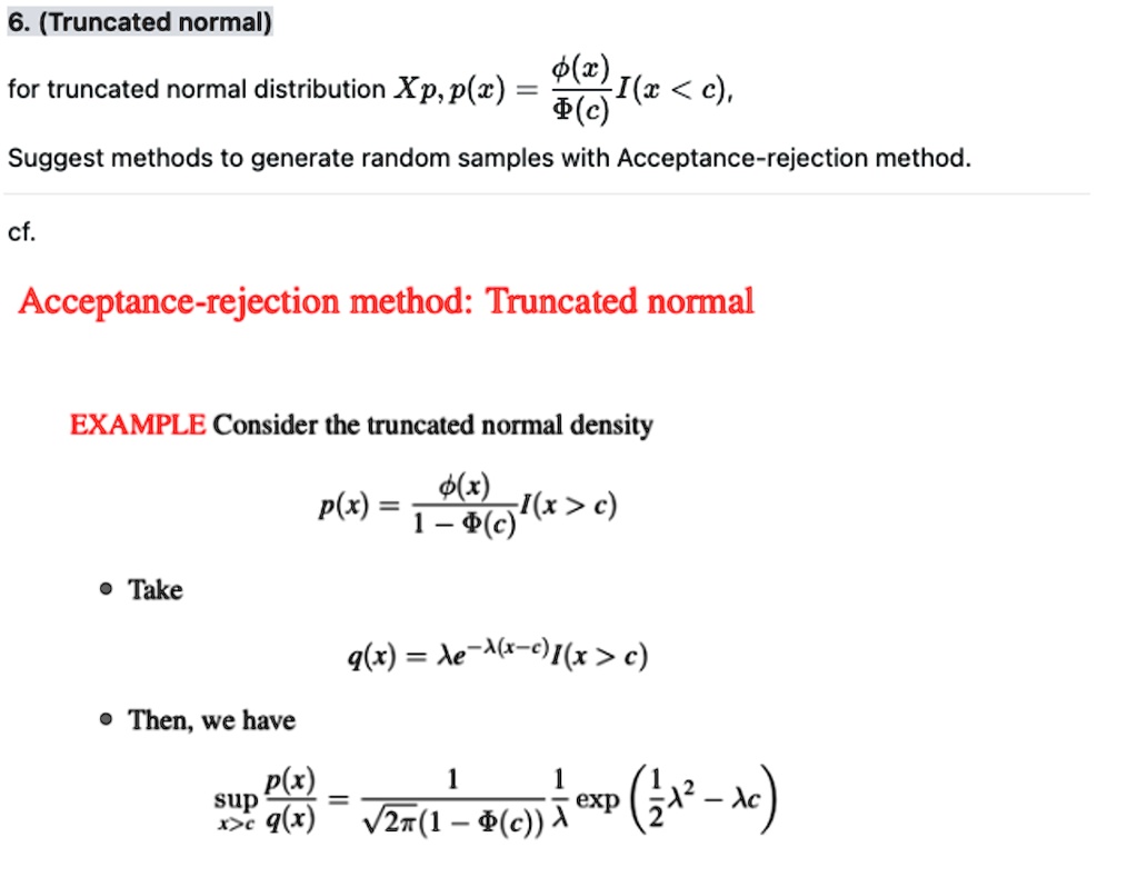 SOLVED: 6. (Truncated normal) for truncated normal distribution Xp,p(z ...