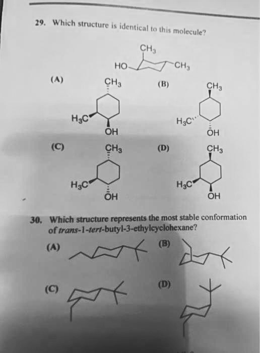 SOLVED: 29. Which structure is identical to this molecule CH3OHCH3 (v ...
