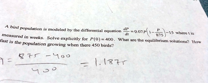SOLVED: Bird population modeled by the differential equation dP/dt = 0 ...