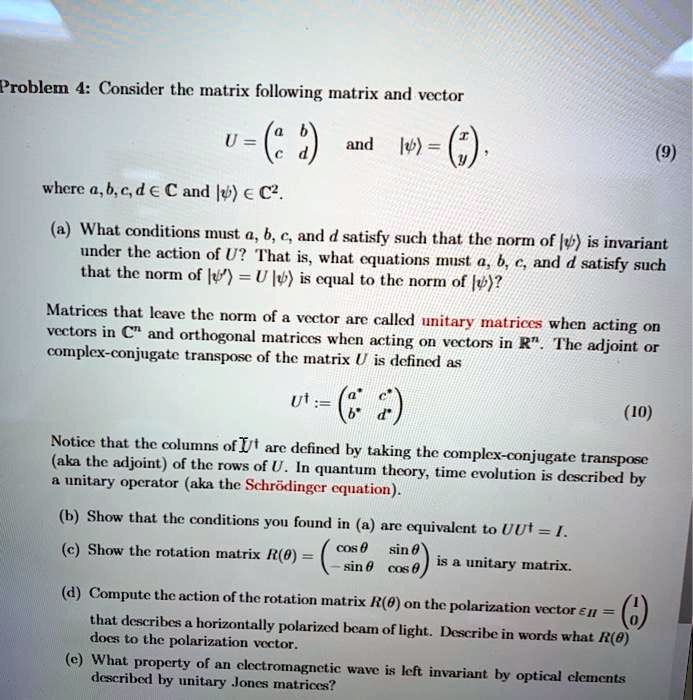SOLVED: Problem 4: Consider the matrix following matrix and vector and ... SOLVED: Problem 4: Consider the matrix following matrix and vector and ...