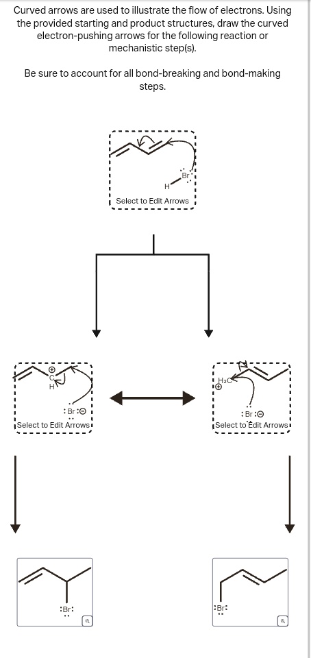 curved arrows are used to illustrate the flow of electrons using the provided starting and ...