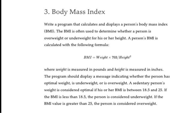 Solved Body Mass Index Write A Java Program Using Netbeans Include 6051