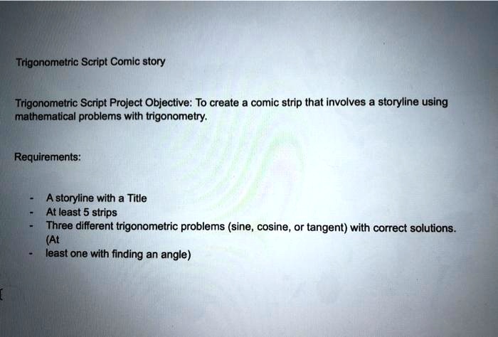Trigonometric Script Comic story Trigonometric Script Project Objective ...