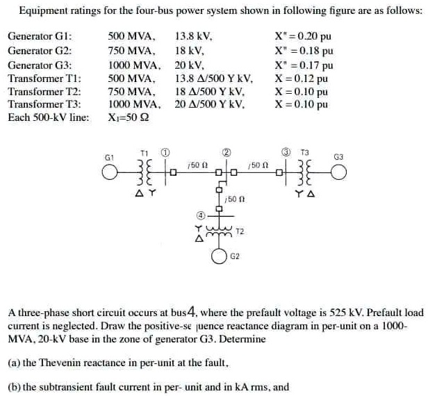 SOLVED: Please draw the sequence reactance diagram. The fault is on bus 4. Show how it is ...
