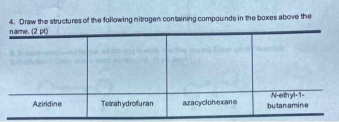draw the structures of the following nitrogen containing compounds in ...