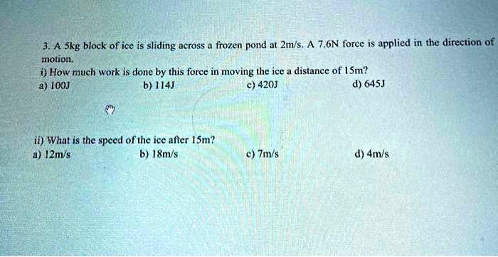 a skg block of ice sliding across frozen pond at zms 76n force is ...