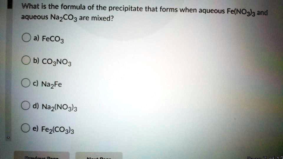 SOLVED: What is the formula of the precipitate that forms when aqueous Fe(NO3)2 and aqueous ...