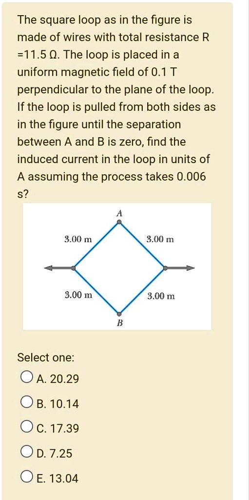 SOLVED: The square loop as in the figure is made of wires with total resistance R =11.5 Q. The ...