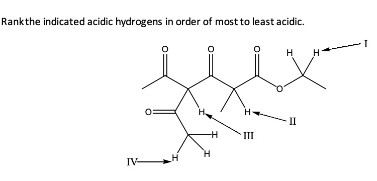 SOLVED: Rankthe indicated acidic hydrogens in order of most to least ...