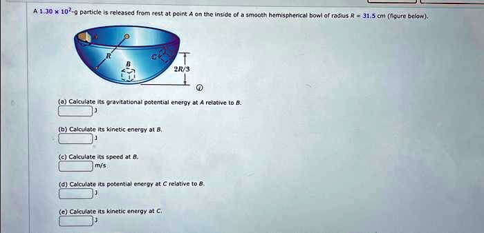SOLVED: A 1.30 x 10-g particle is released from rest at point A on the inside of a smooth ...