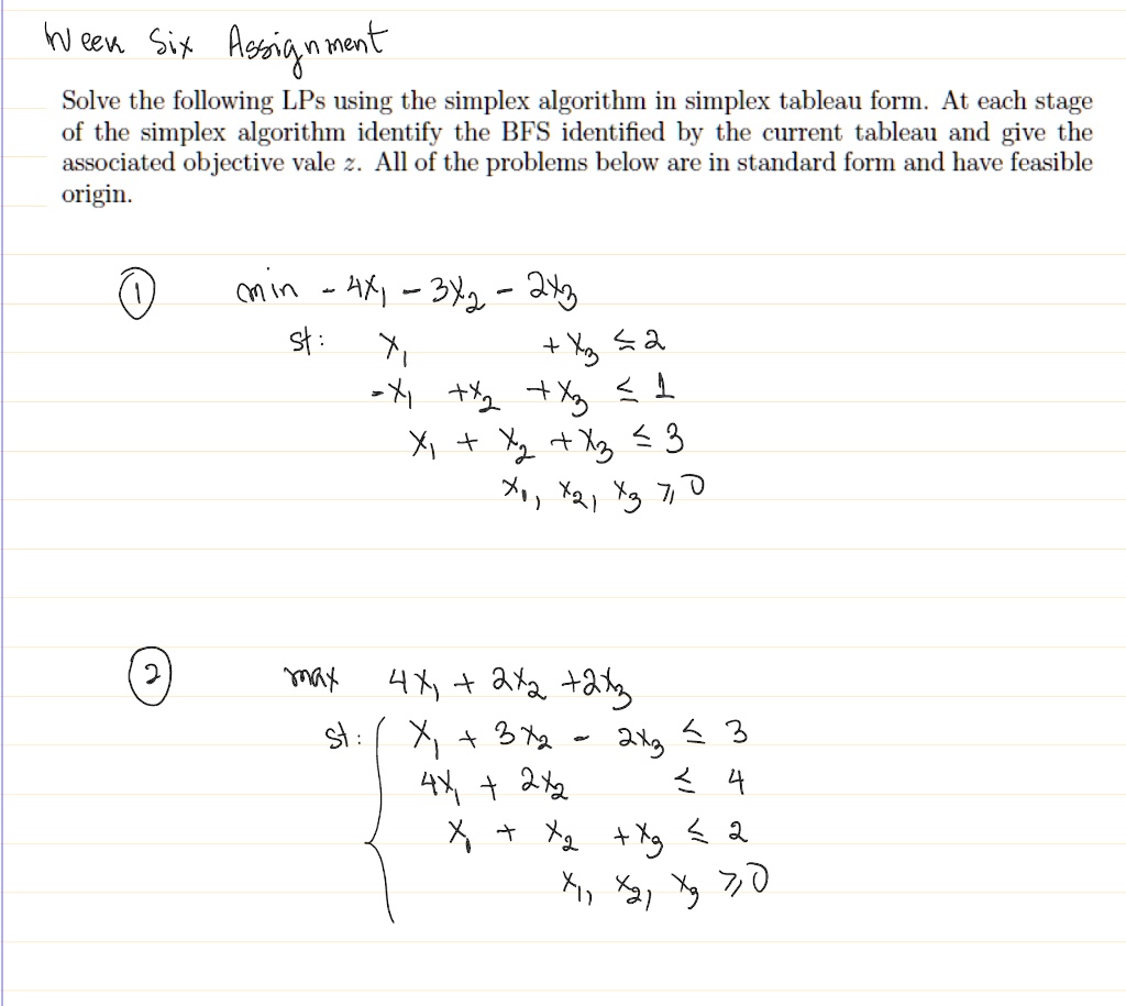 Solved Titlewithtopic Linear Programming Problems And The Simplex Algorithm