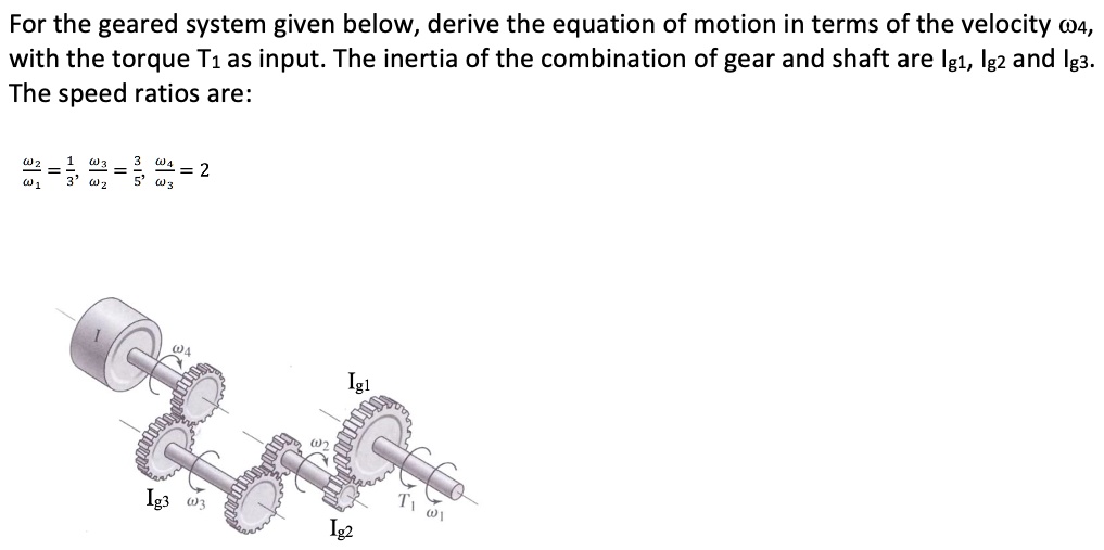 SOLVED: Please include all steps. For the geared system given below, derive the equation of ...