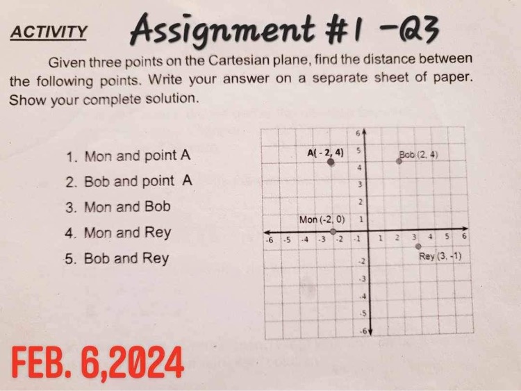 SOLVED: ACTIVITY Assignment #1-Q3 Given three points on the Cartesian ...