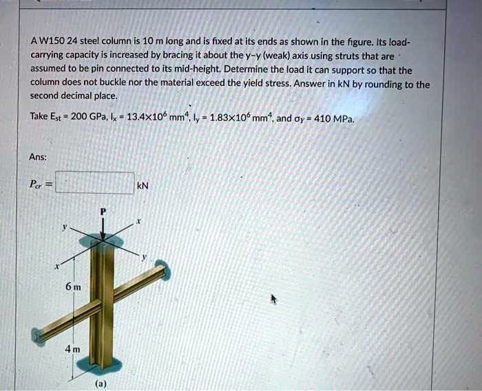 SOLVED: A W150 24 steel column is 10 m long and is fixed at its ends as ...