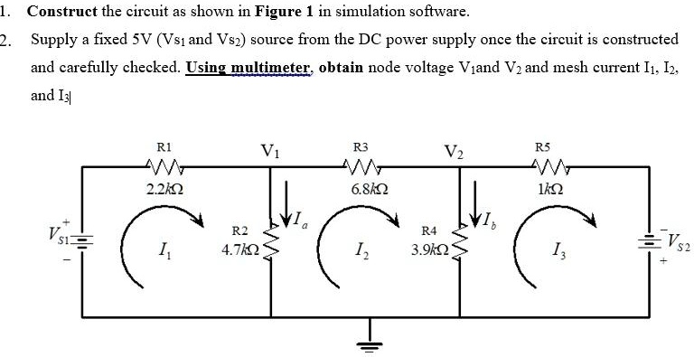 SOLVED: Construct the circuit as shown in Figure 1 in simulation software. Supply a fixed 5V ...