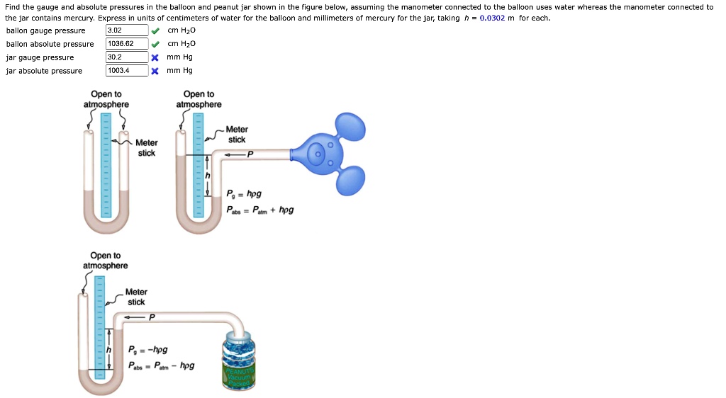 SOLVED: please help Find the gauge and absolute pressures in the ...