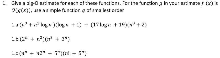 SOLVED: 1. Give a big-O estimate for each of these functions. For the ...