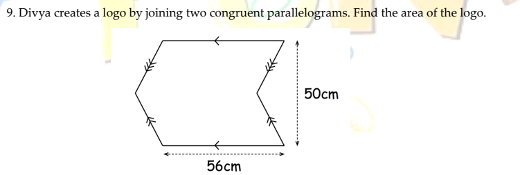 9. Divya creates a logo by joining two congruent parallelograms. Find ...