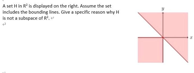 SOLVED:A set H in R? is displayed on the right: Assume the set includes the bounding lines. Give ...