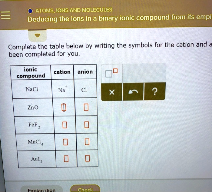 SOLVED: ATOMS, IONS, AND MOLECULES Deducing the ions in a binary ionic compound from its ...