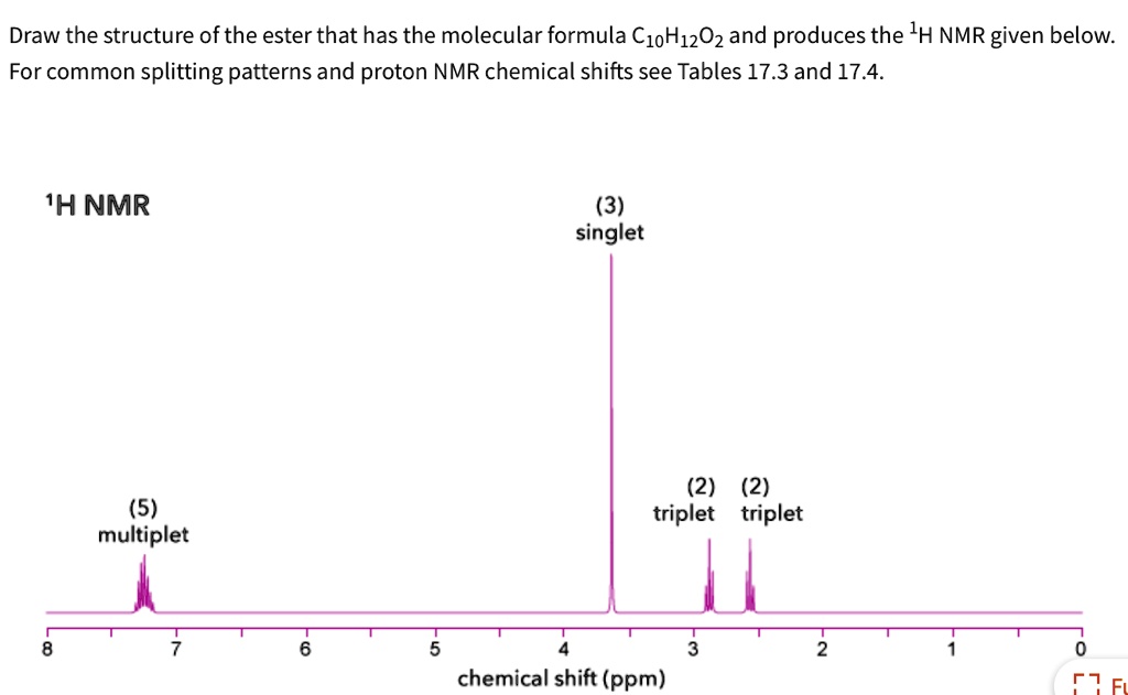 SOLVED: Draw the structure of the ester that has the molecular formula ...