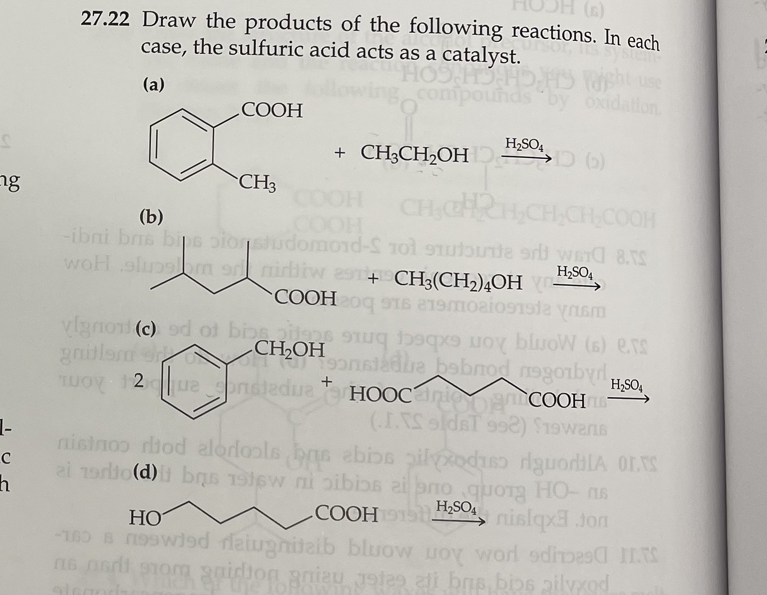 SOLVED: 27.22 Draw the products of the following reactions. In each case, the sulfuric acid acts ...