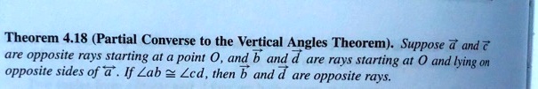 theorem 418 partial converse to the vertical angles theorem suppose and ...