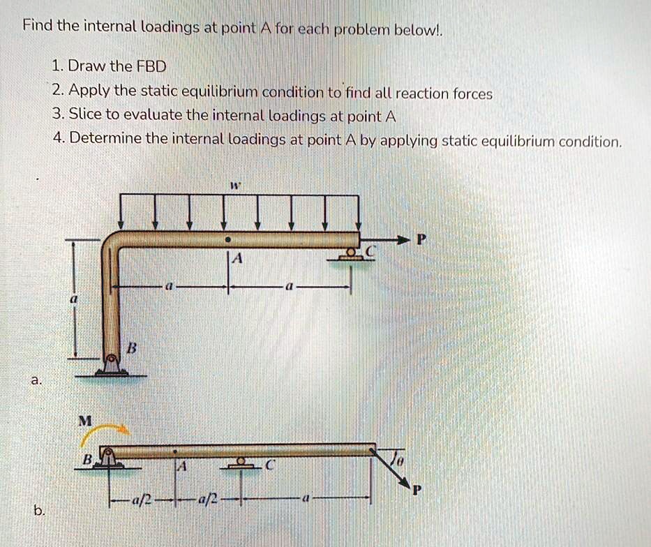 SOLVED: Find the internal force loadings at point A for each problem below. 1. Draw the FBD. 2 ...