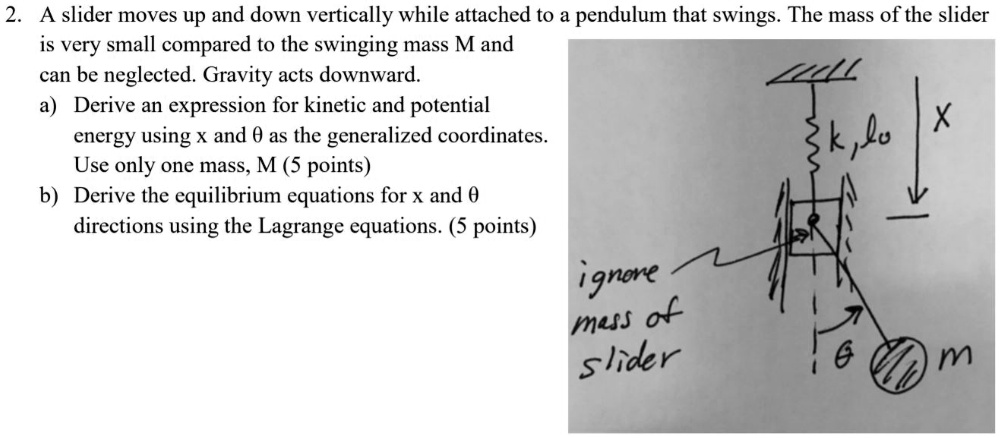 SOLVED: 2. A slider moves up and down vertically while attached to a ...