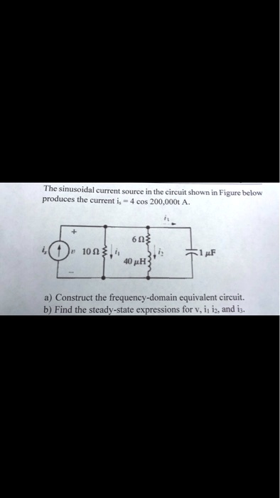 SOLVED: The sinusoidal current source in the circuit shown in Figure below produces the current ...