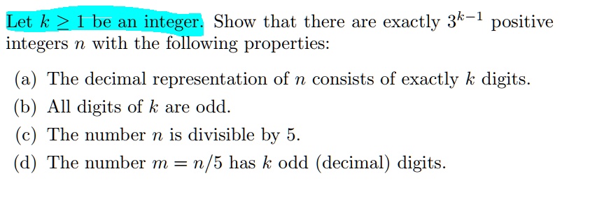let k 1 be an integer show that there are exactly 3k 1 positive integers n with the following ...