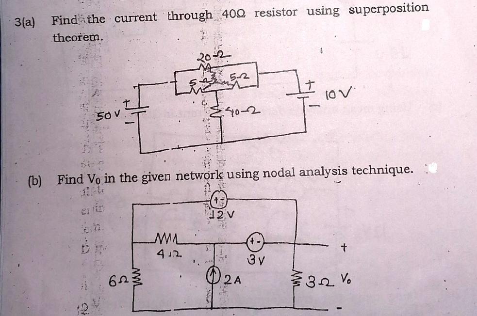 SOLVED: Explain in detail. Find the current through a 40 ohm resistor using superposition ...