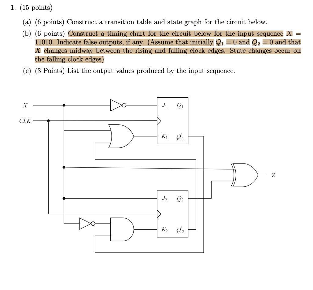 SOLVED: 1. (15 points) (a) (6 points) Construct a transition table and ...