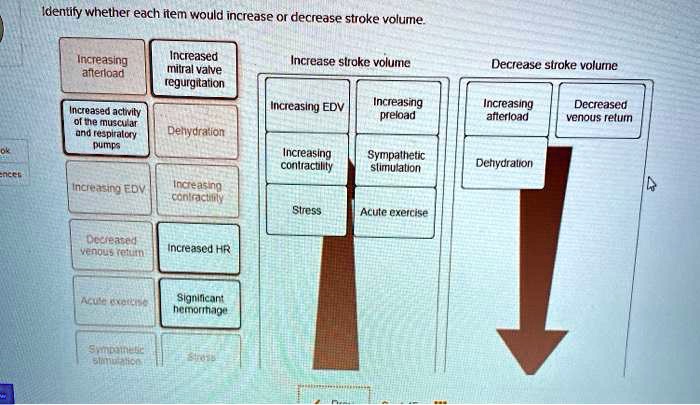 SOLVED: Identify whether each item would increase or decrease stroke ... SOLVED: Identify whether each item would increase or decrease stroke ...